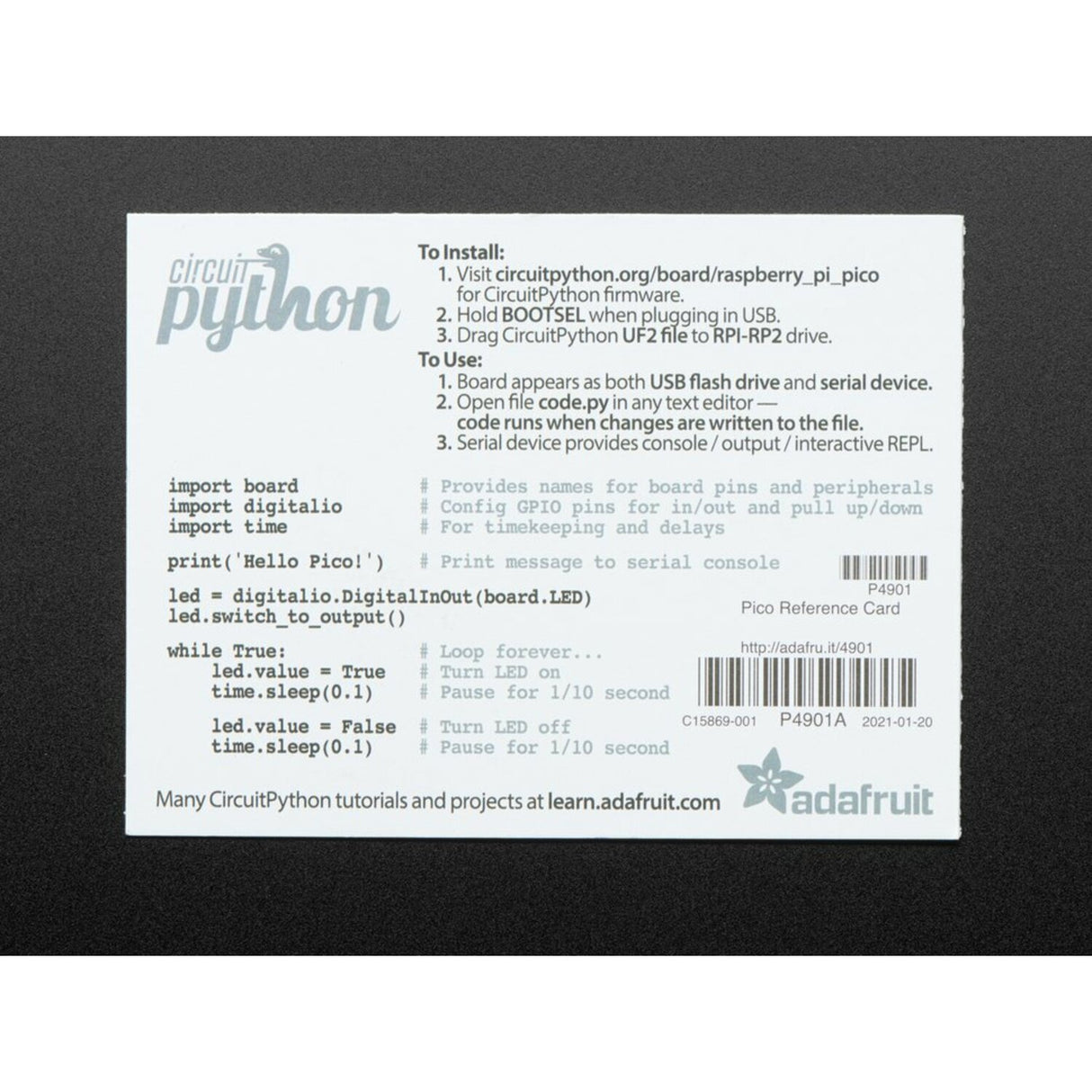 Adafruit Gpio Reference Card For Raspberry Pi Pico Pi Australia